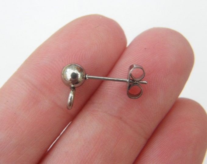 20 Earring Posts With Loops and Butterfly and Stoppers 17 X 8mm ...