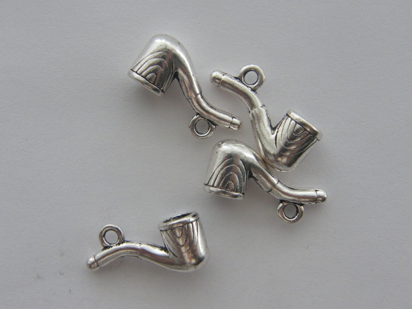 8 Pipe Charms Antique Silver Tone P44 - Etsy