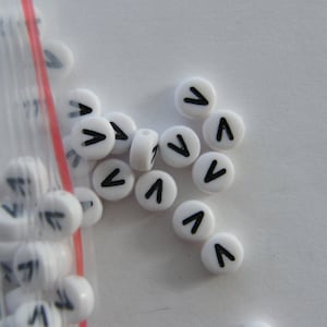 100 Letter V Acrylic Round Alphabet Beads White and Black - Etsy