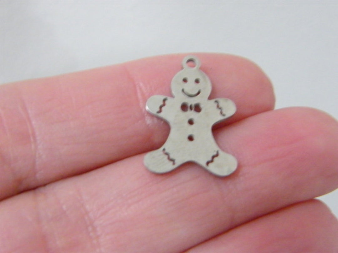 4 Gingerbread Man Charms Silver Stainless Steel CT363 - Etsy