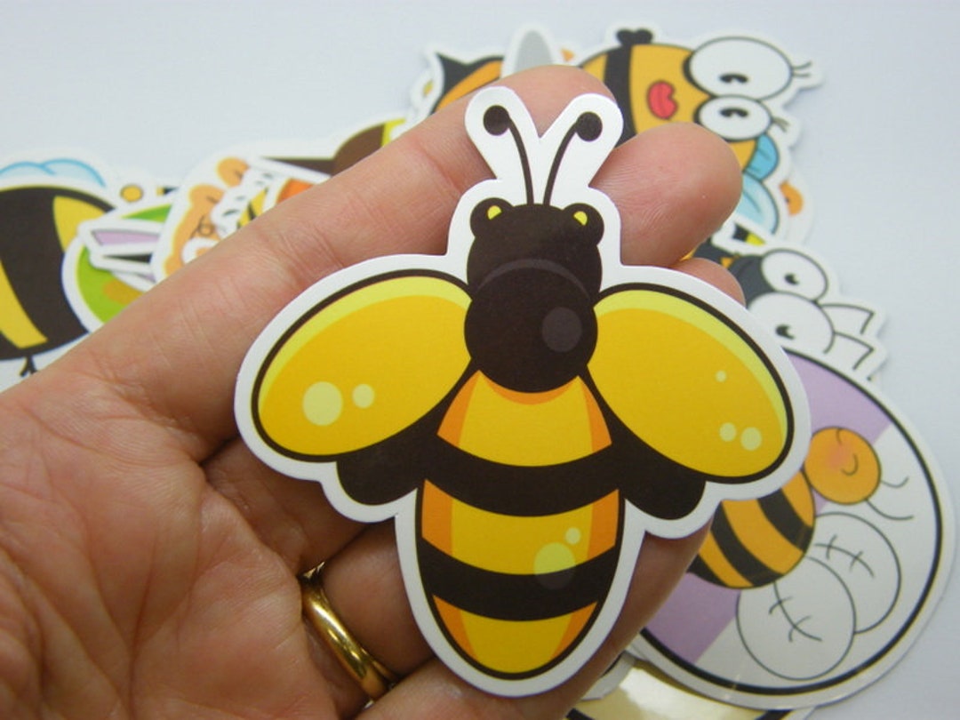 50 Bee Cartoon Themed Stickers Random Mixed Paper 196 - Etsy