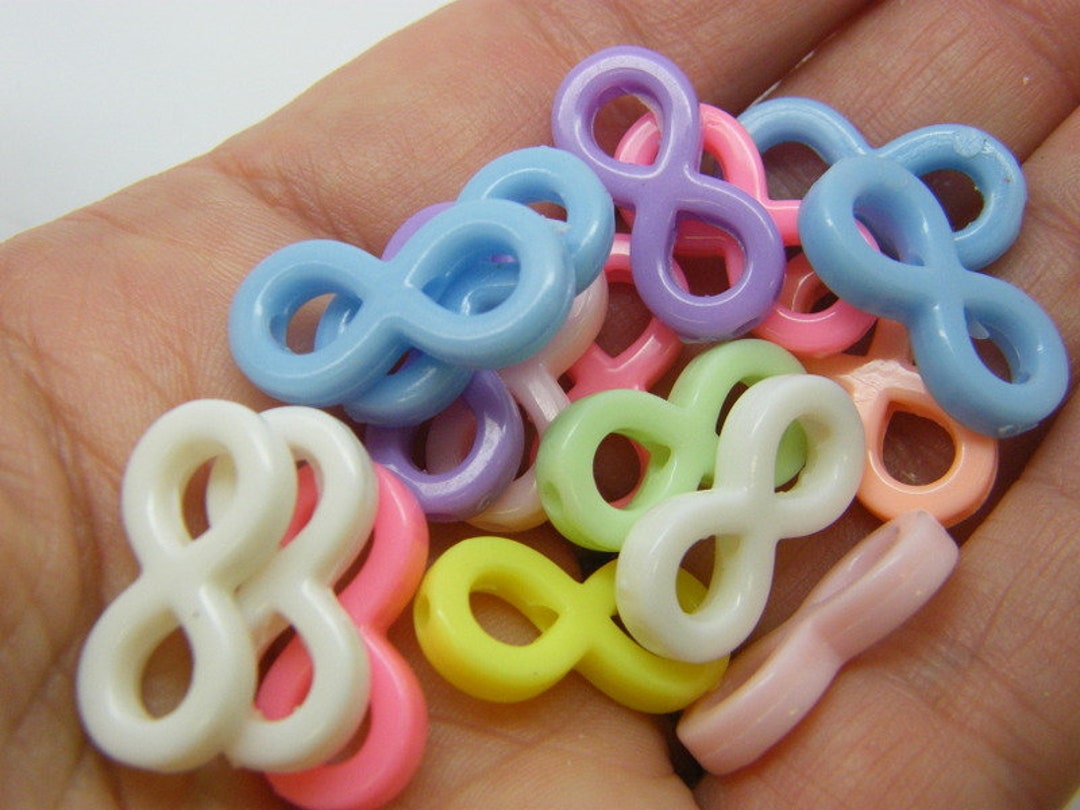 100 Infinity Beads Random Mixed Acrylic BB555 - Etsy
