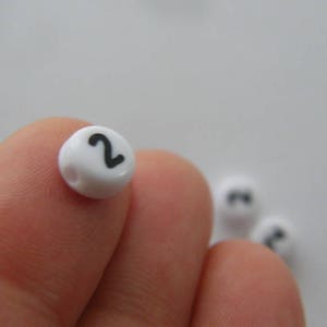 100 Number 2 Acrylic Round Number Beads White and Black - Etsy