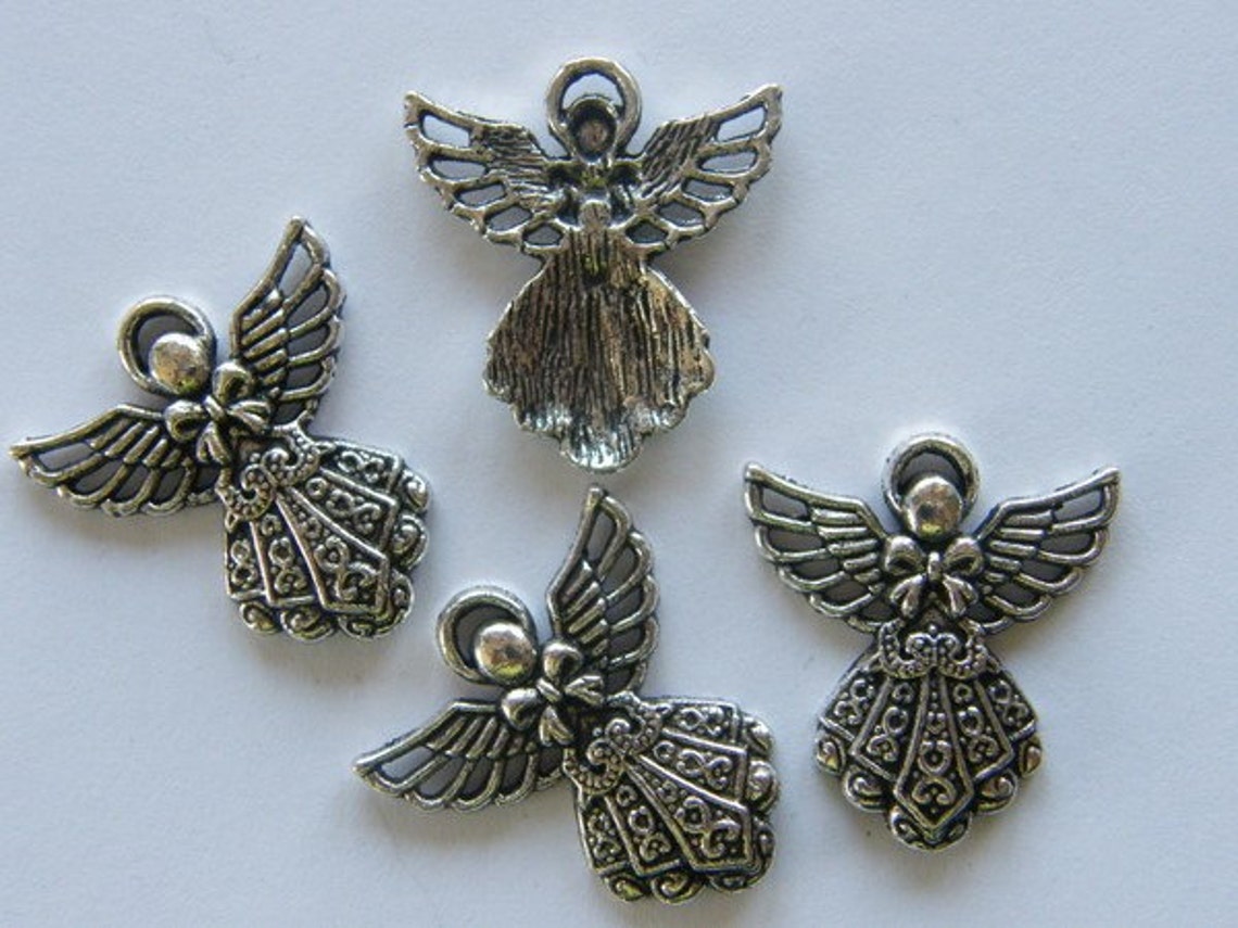 BULK 30 Angel Charms Antique Silver Tone AW66 - Etsy