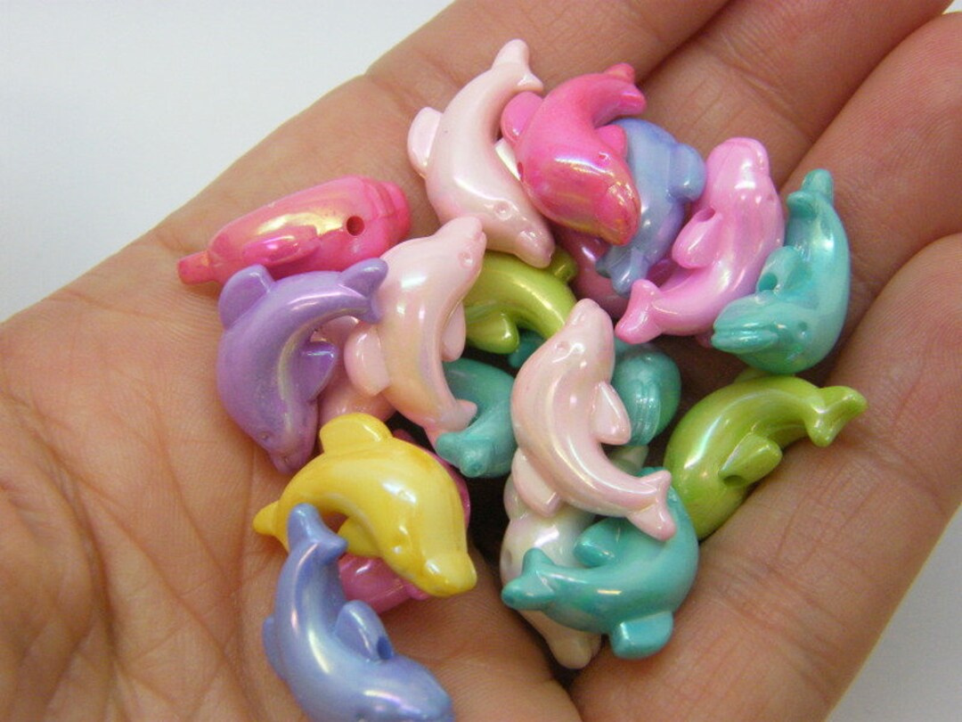 120 Dolphin Beads Random Mixed AB Acrylic BB419 - Etsy UK
