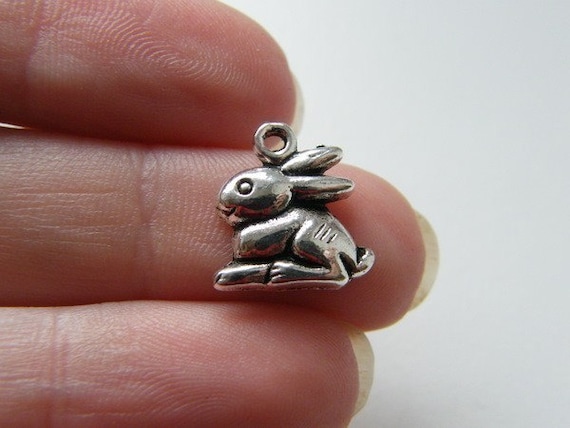 10 Rabbit Charms Antique Silver Tone A254 - Etsy