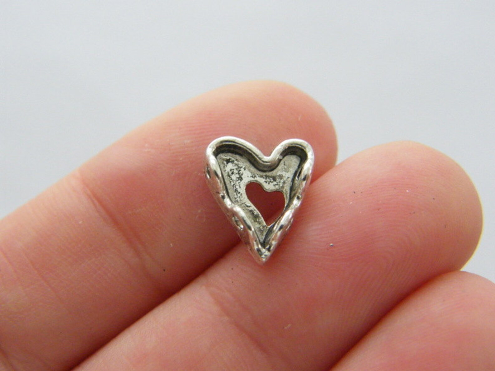 14 Heart Spacer Beads Antique Silver Tone H165 | Etsy