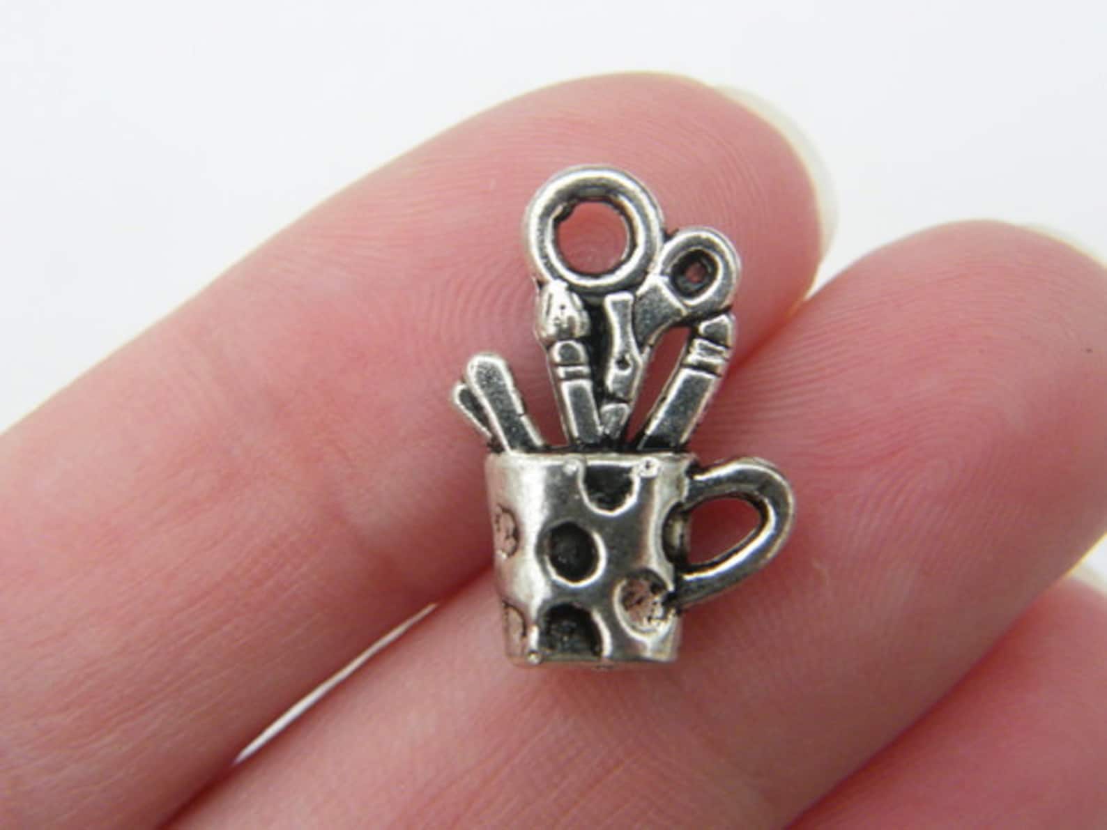 8 Artist Utensil Mug Charms Antique Silver Tone P353 - Etsy