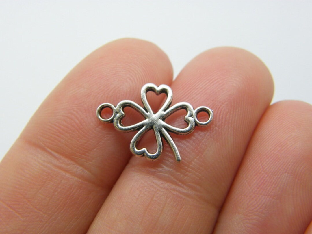 14 Four Leaf Clover Connector Charms Antique Silver Tone L273 - Etsy