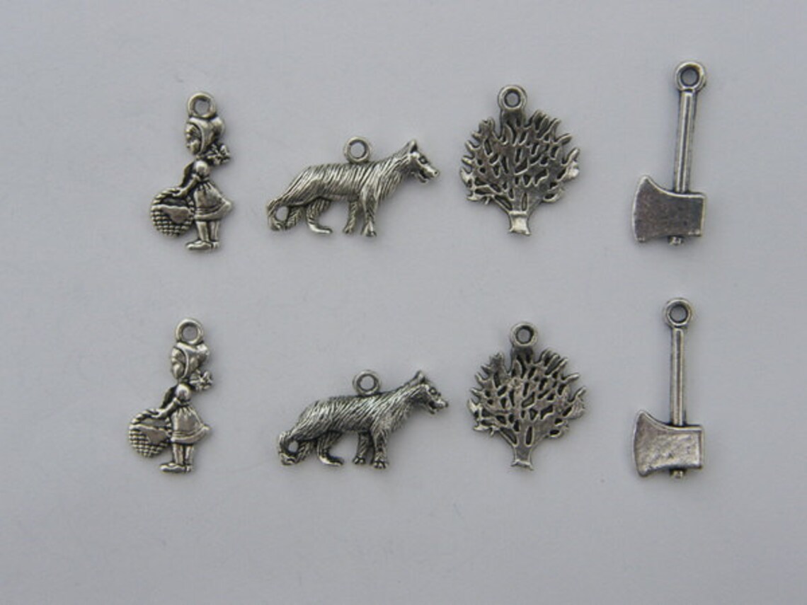 The Little Red Riding Hood Charms Collection - 8 Antique Silver Tone ...