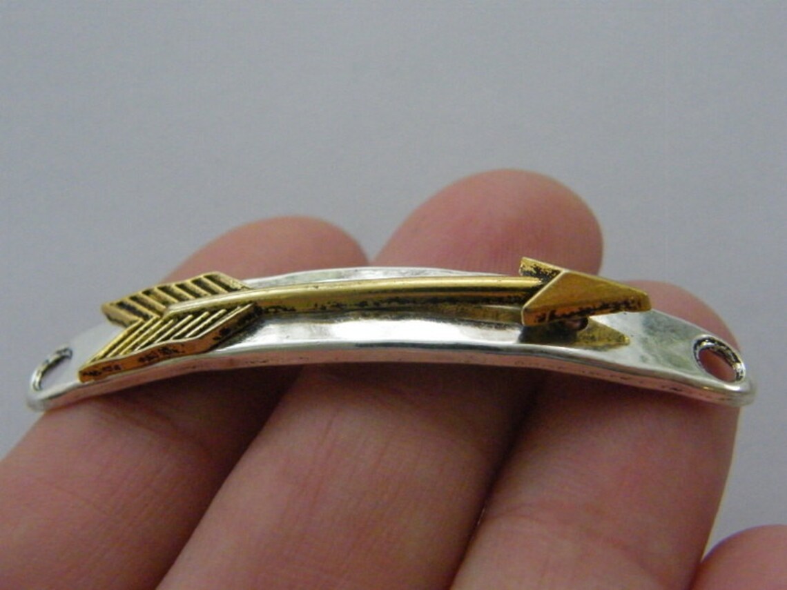 4 Arrow Connector Charms Antique Silver and Gold Tone G88 - Etsy