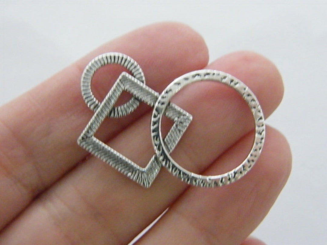 8 Geometric Shapes Connector Charms Antique Silver Tone M115 - Etsy