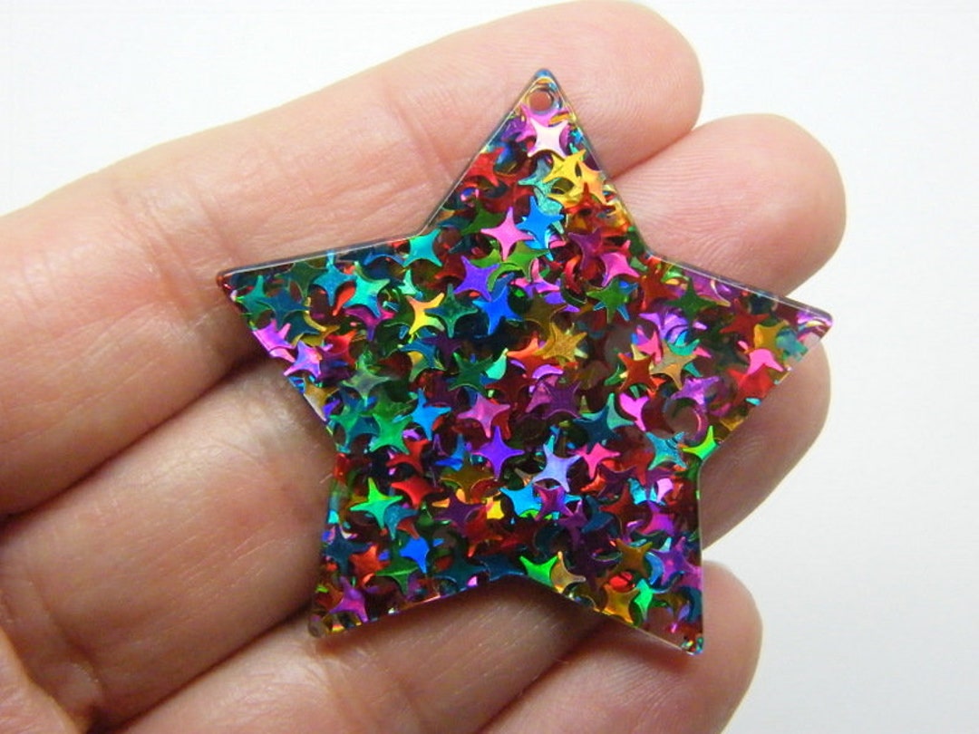 4 Star Multi Colour Star Sequins Clear Acrylic S161 - Etsy