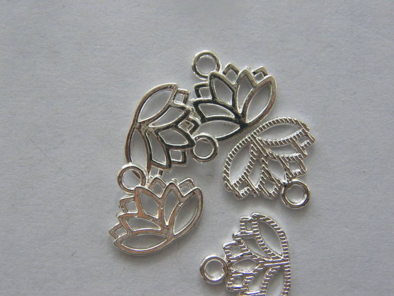 12 Lotus Flower Charms Silver Plated F204 - Etsy