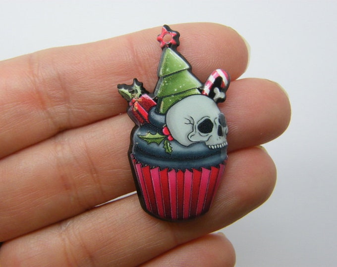 8 Creepy Christmas Skull Cupcake Charms Acrylic CT311 - Etsy