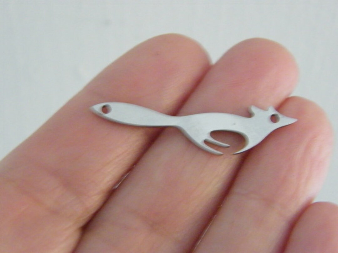 1 Fox Connector Charm Silver Stainless Steel A629 - Etsy