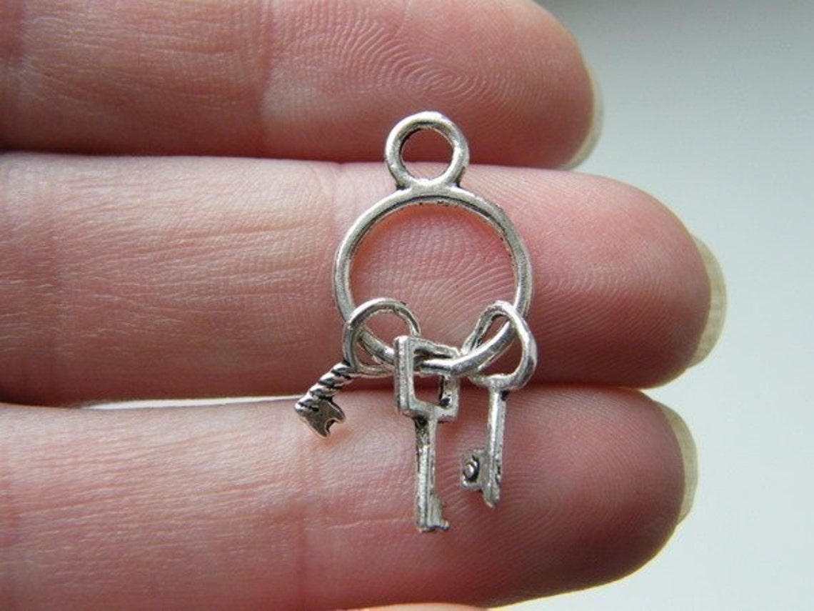 8 Key Ring Charms Antique Silver Tone K11 - Etsy