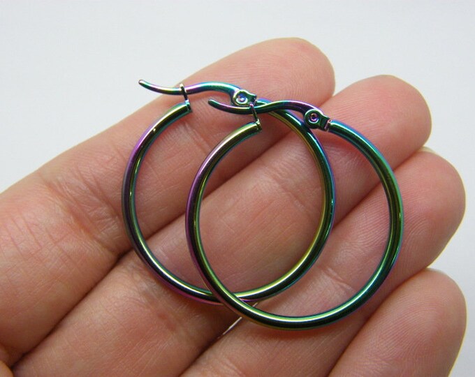 4 Stainless Steel Earring Hoops 30mm Multi Colour 02AM - Etsy