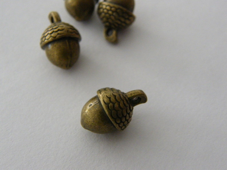 6 Acorn Charms Antique Bronze Tone L105 - Etsy