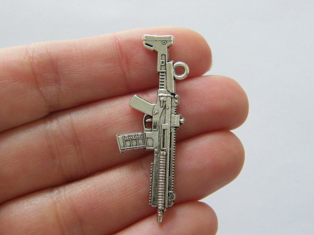 8 Machine Gun Pendants Antique Silver Tone G77 - Etsy