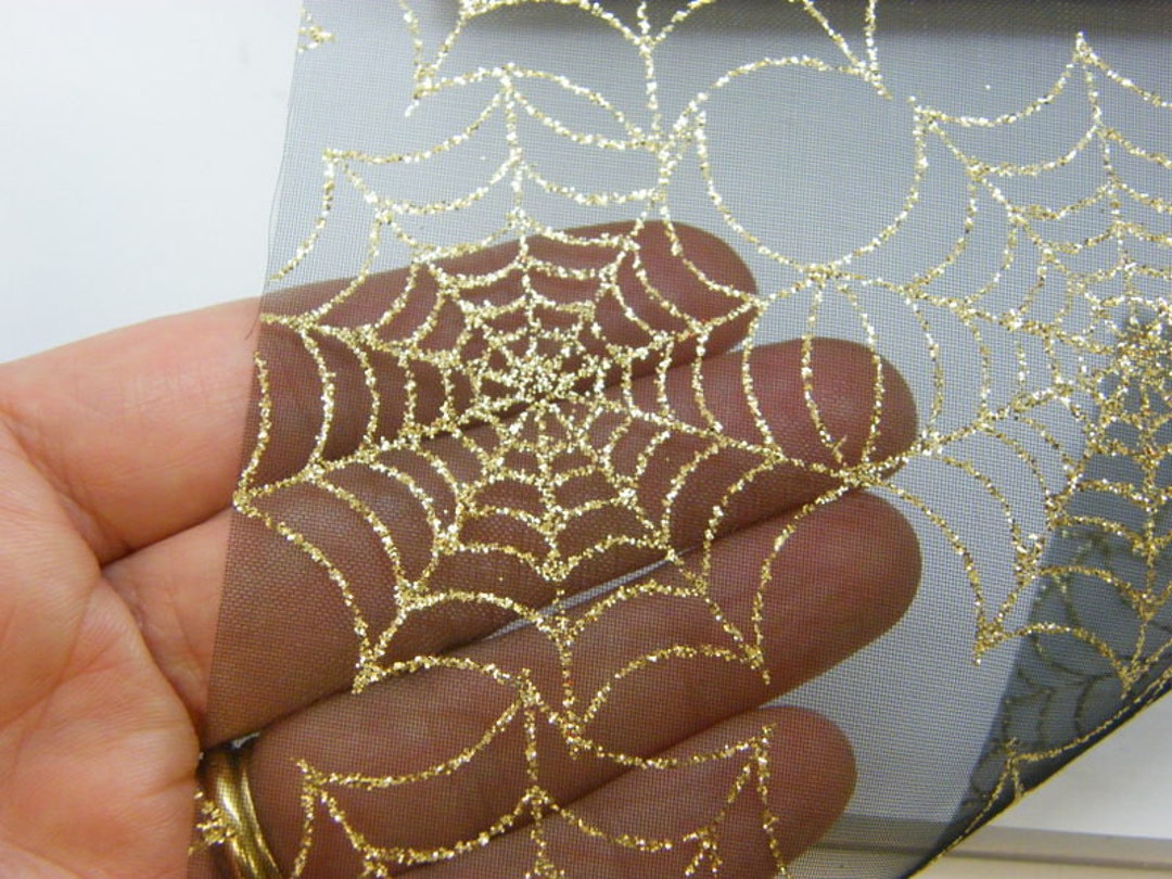 2 X Roll Spiderweb Cobweb Gold Glitter Black Netting Fabric - Etsy