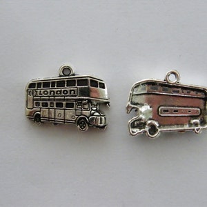 6 London Bus Charms Antique Silver Tone WT17 - Etsy