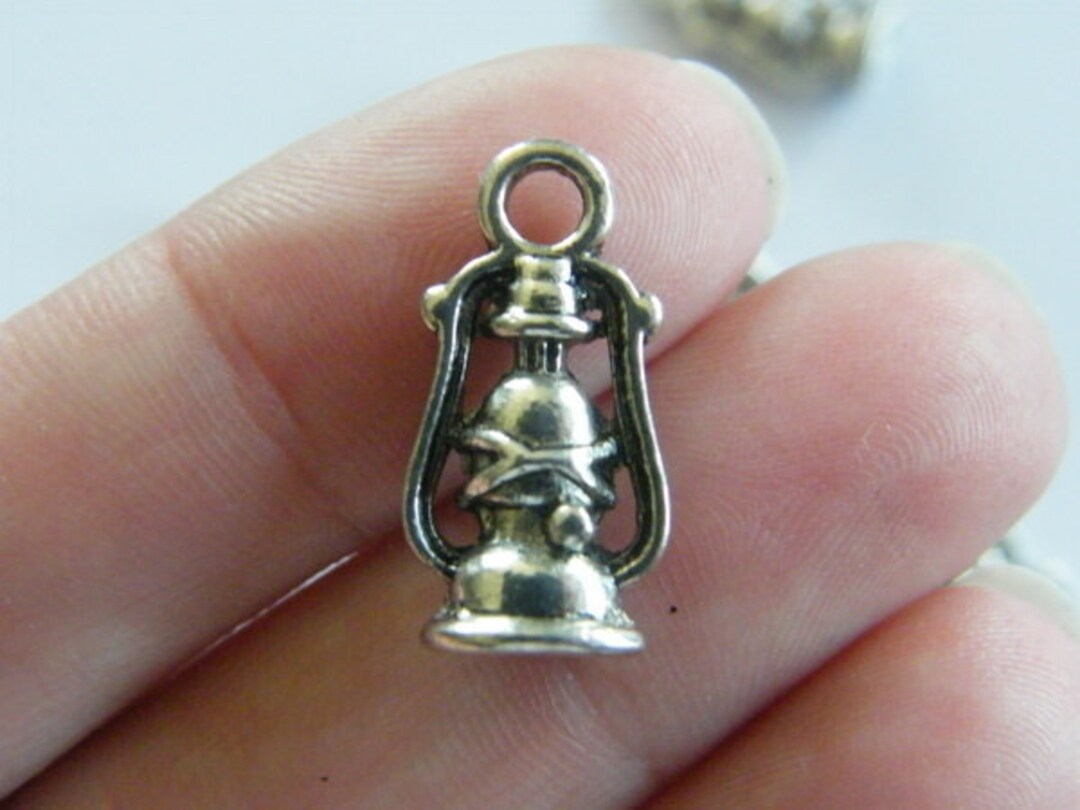 8 Lamp Charms Antique Silver Tone P136 - Etsy