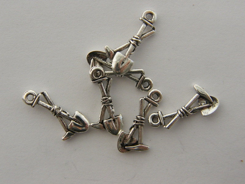 12 Spade and Pick Charms Antique Silver Tone P451 - Etsy
