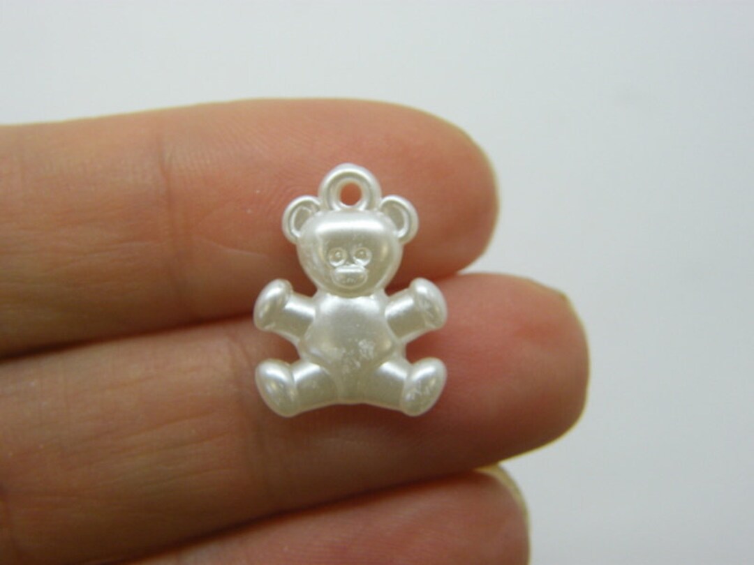 200 Teddy Bear Charms Silvery Pearl Acrylic P30 - Etsy