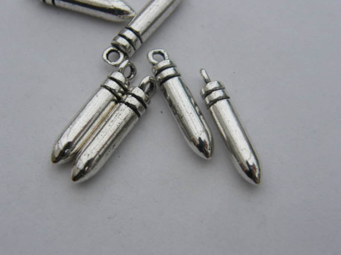 BULK 50 Bullet Charms Antique Silver Tone G44 - Etsy
