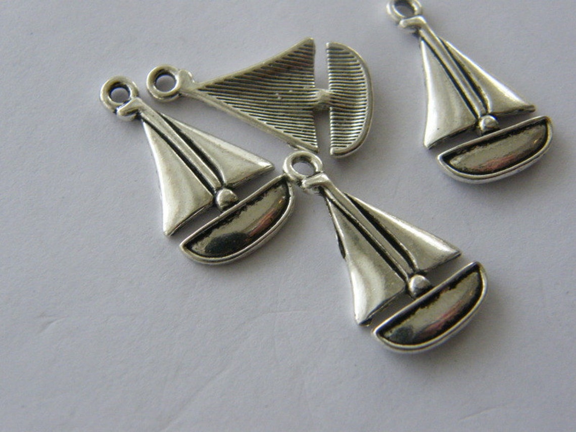 10 Boat Charms Antique Silver Tone TT88 - Etsy