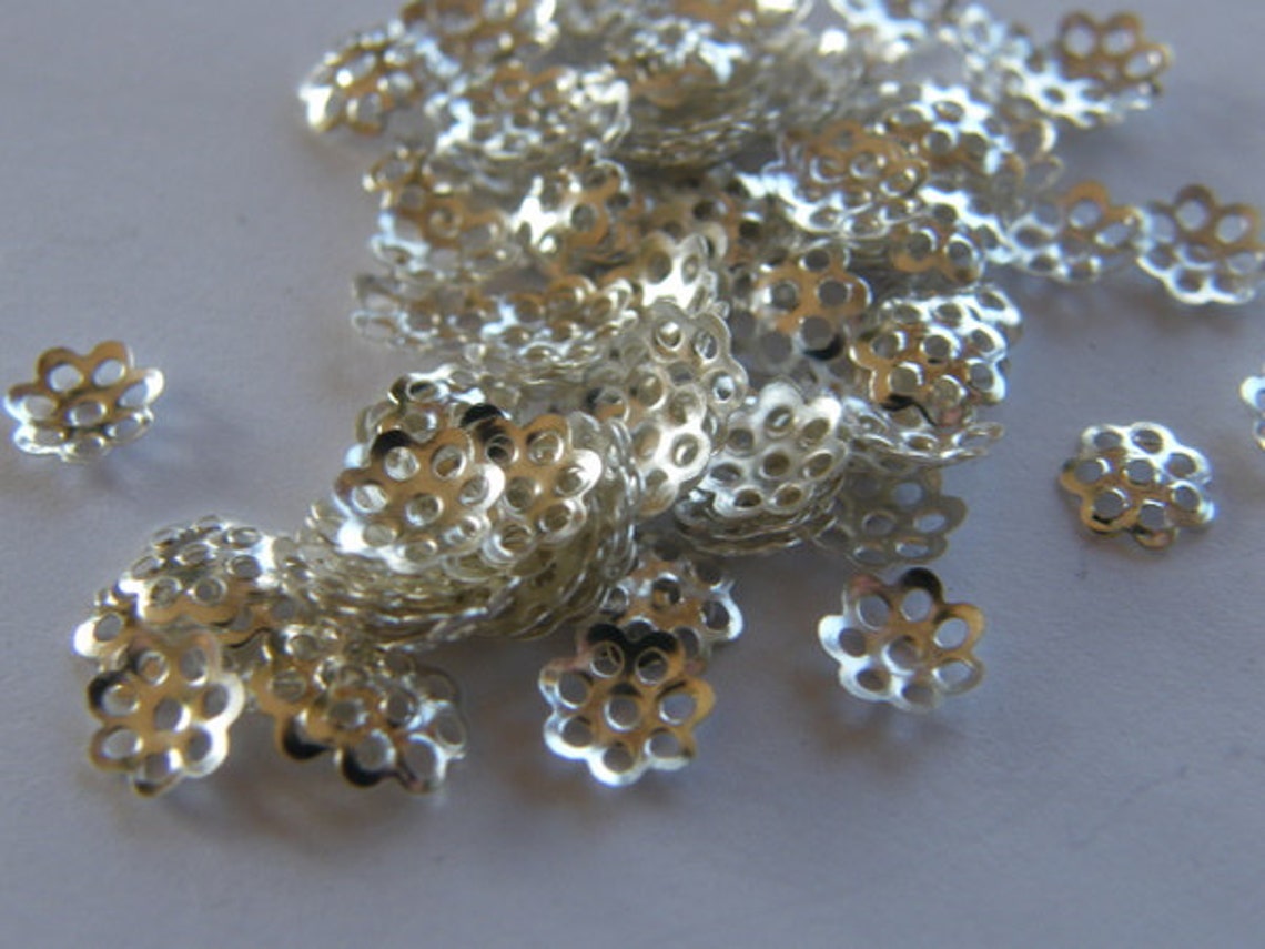 BULK 2000 Flower shape 6mm silver plated bead caps FS154 | Etsy