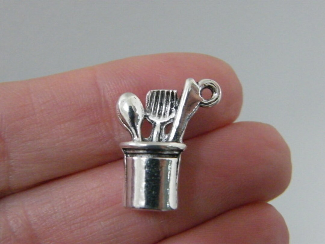 2 Cooking Utensil Charms Antique Silver Tone FD493 - Etsy