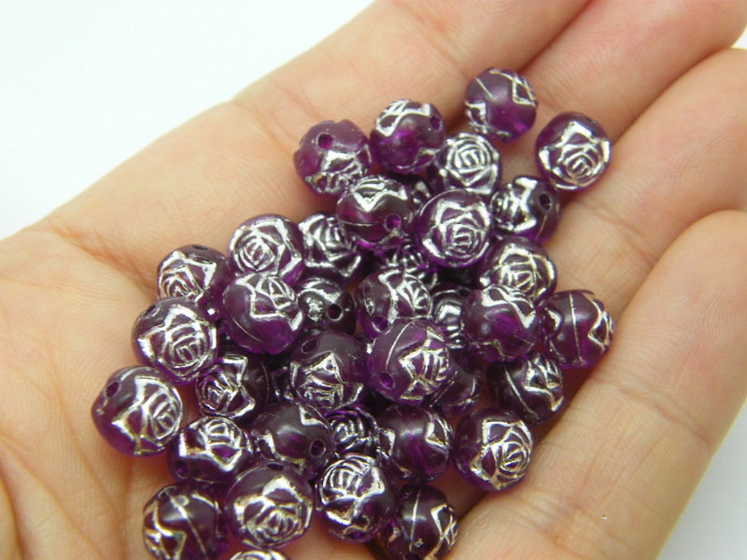 400 Purple Silver Rose Beads AB 8mm Acrylic AB507 - Etsy