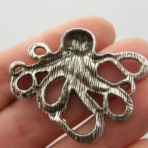 2 Octopus Connector Charms Antique Silver Tone FF252 - Etsy