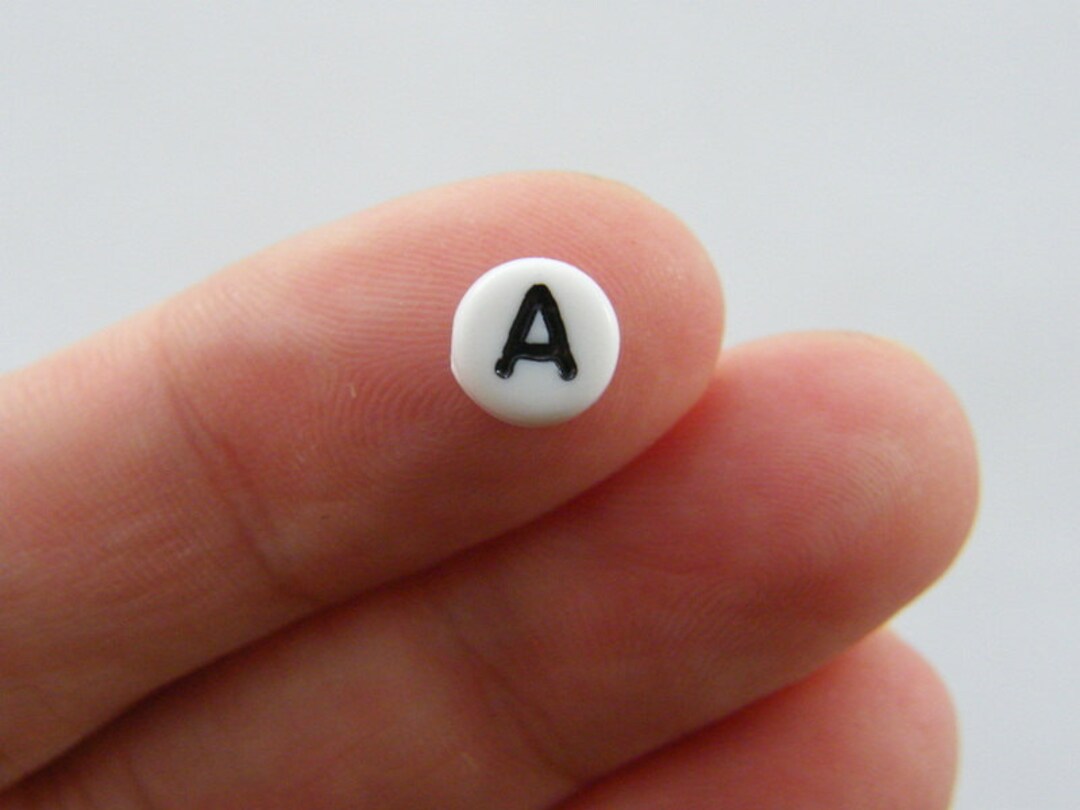 100 Letter A Acrylic Round Alphabet Beads White and Black - Etsy