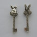 2 White Rabbit Key Pendants Antique Silver Tone K20 - Etsy