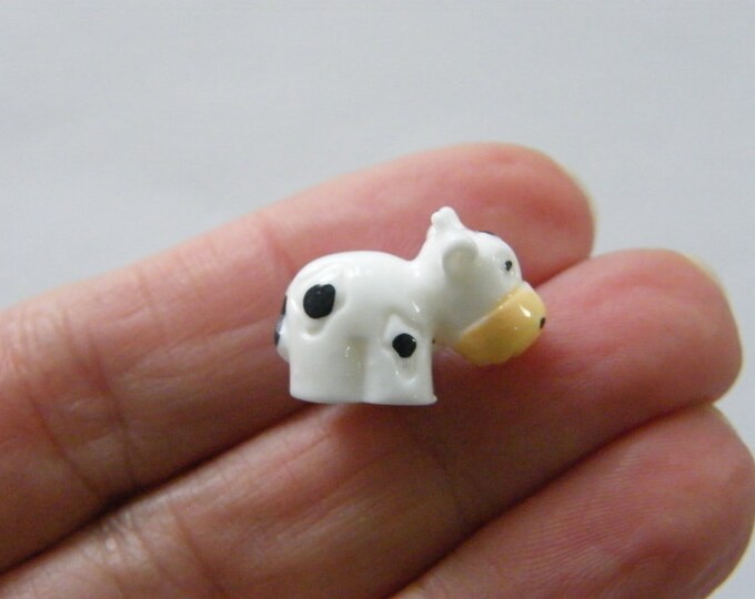 Miniature Ceramic Calf Baby Cow Animal Cute Little Tiny Small Black ...