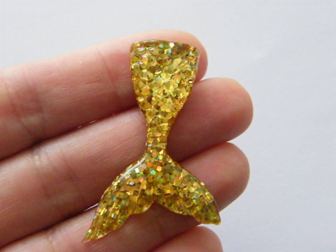 6 Gold Glitter Mermaid Tail Embellishment Resin FF600 - Etsy