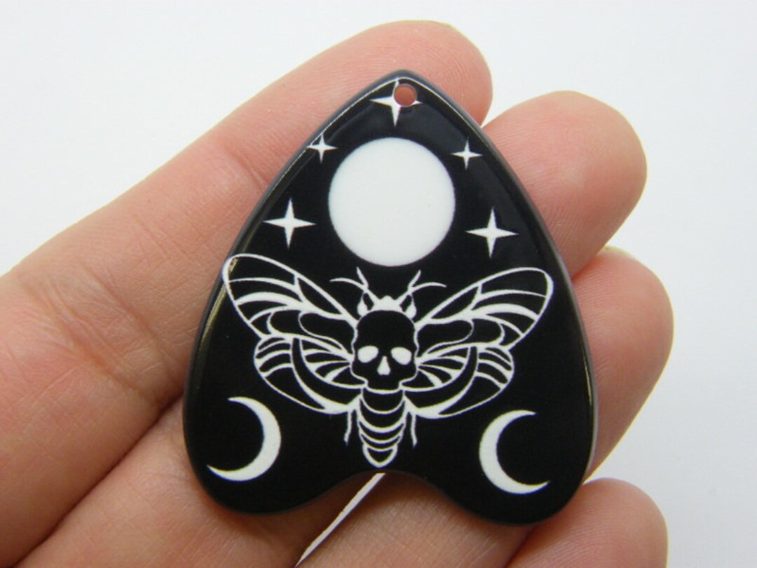 2 Ouija Board Planchette Moth Moon Pendant Black White Acrylic HC913 - Etsy