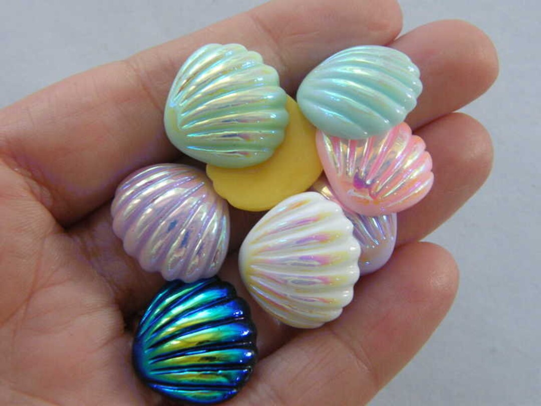 8 Shell Embellishment Cabochons AB Mixed Random Resin FF275 - Etsy