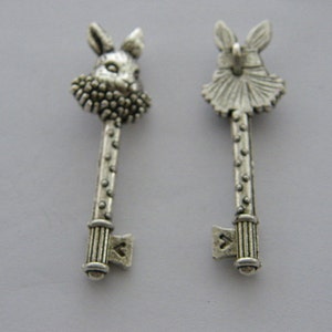 2 White Rabbit Key Pendants Antique Silver Tone K20 - Etsy