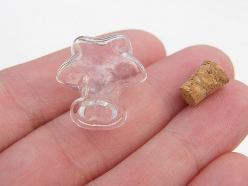 2 Mini Glass Star Bottles With Corks GB12 - Etsy