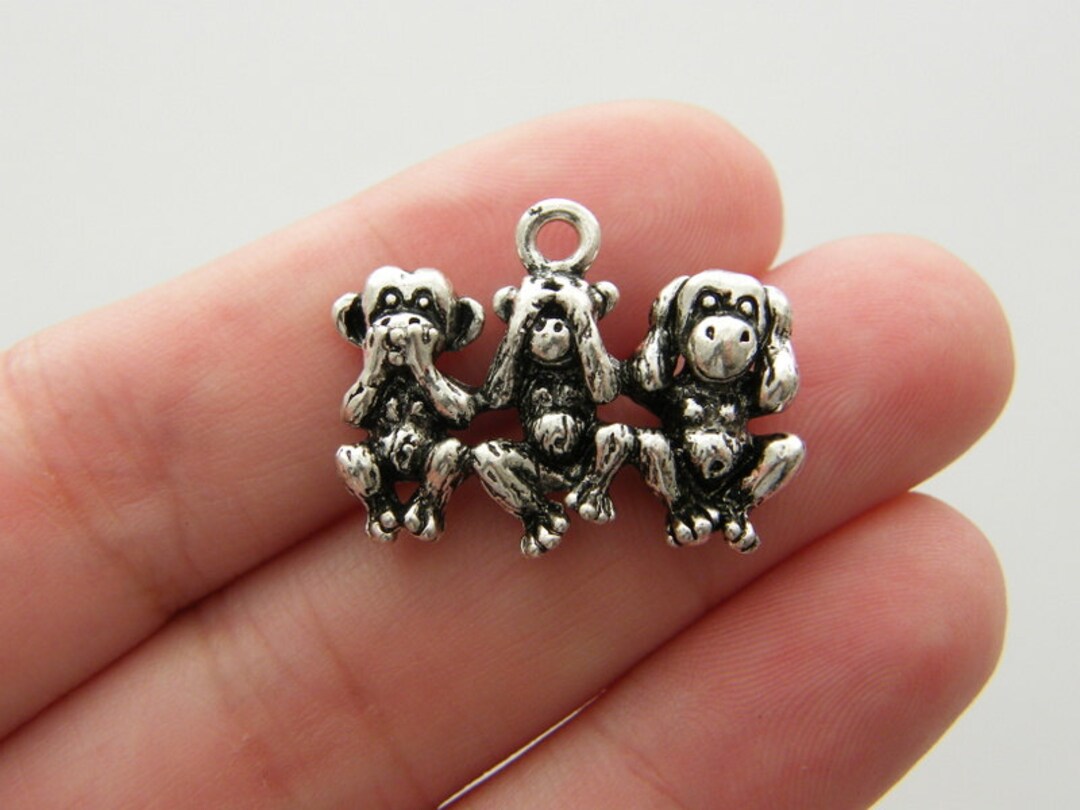 2 Monkey Charms Antique Silver Tone A206 - Etsy
