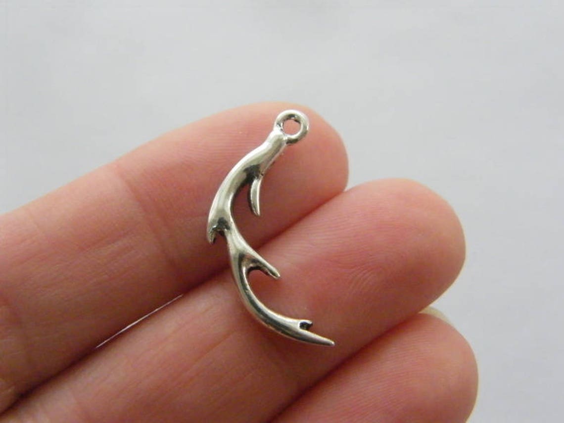 BULK 50 Antler Charms Antique Silver Tone A755 | Etsy