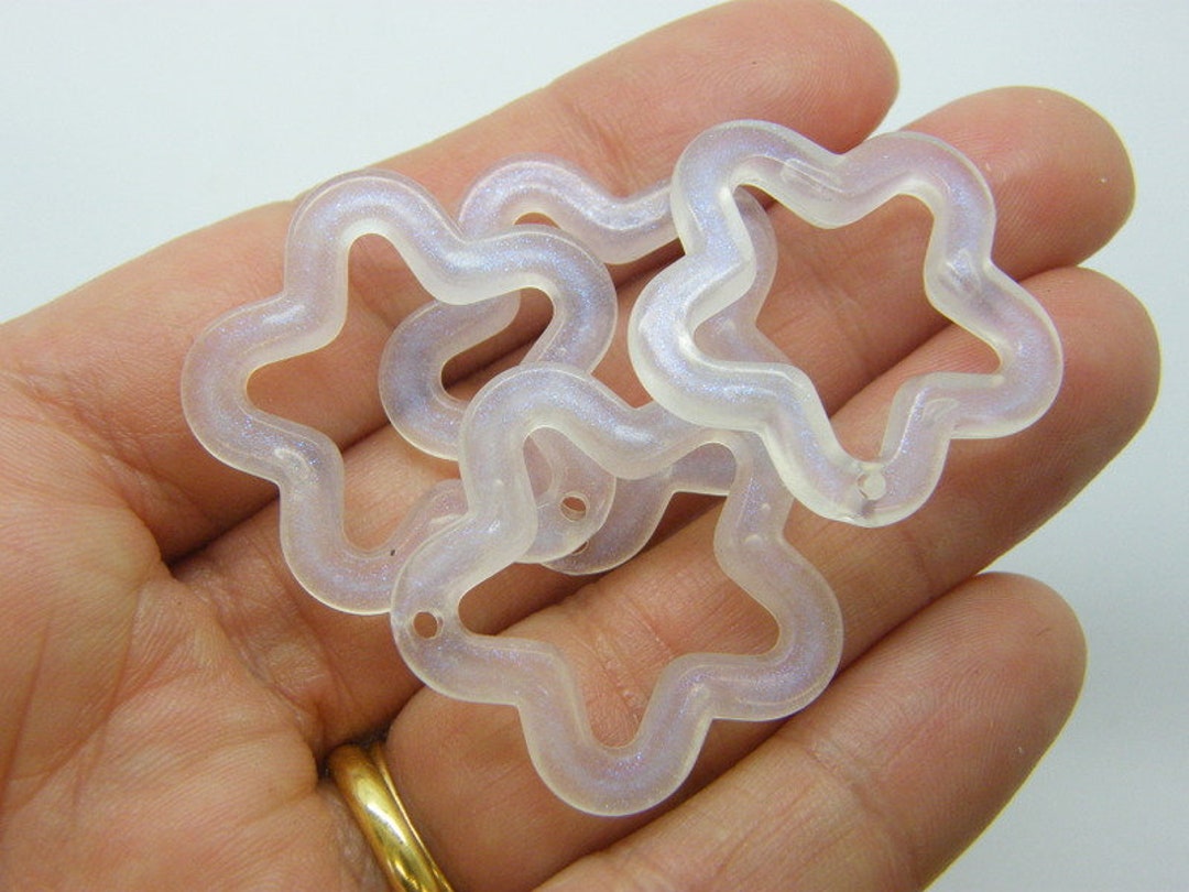 20 Star Pendants Random Clear Glitter Dust Acrylic S187 - Etsy