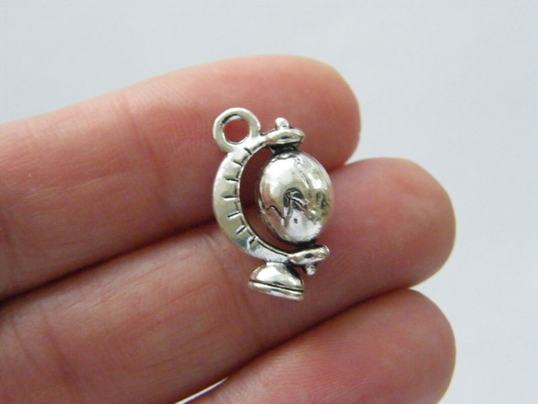 10 Globe World Map Charms Antique Silver Tone WT64 - Etsy