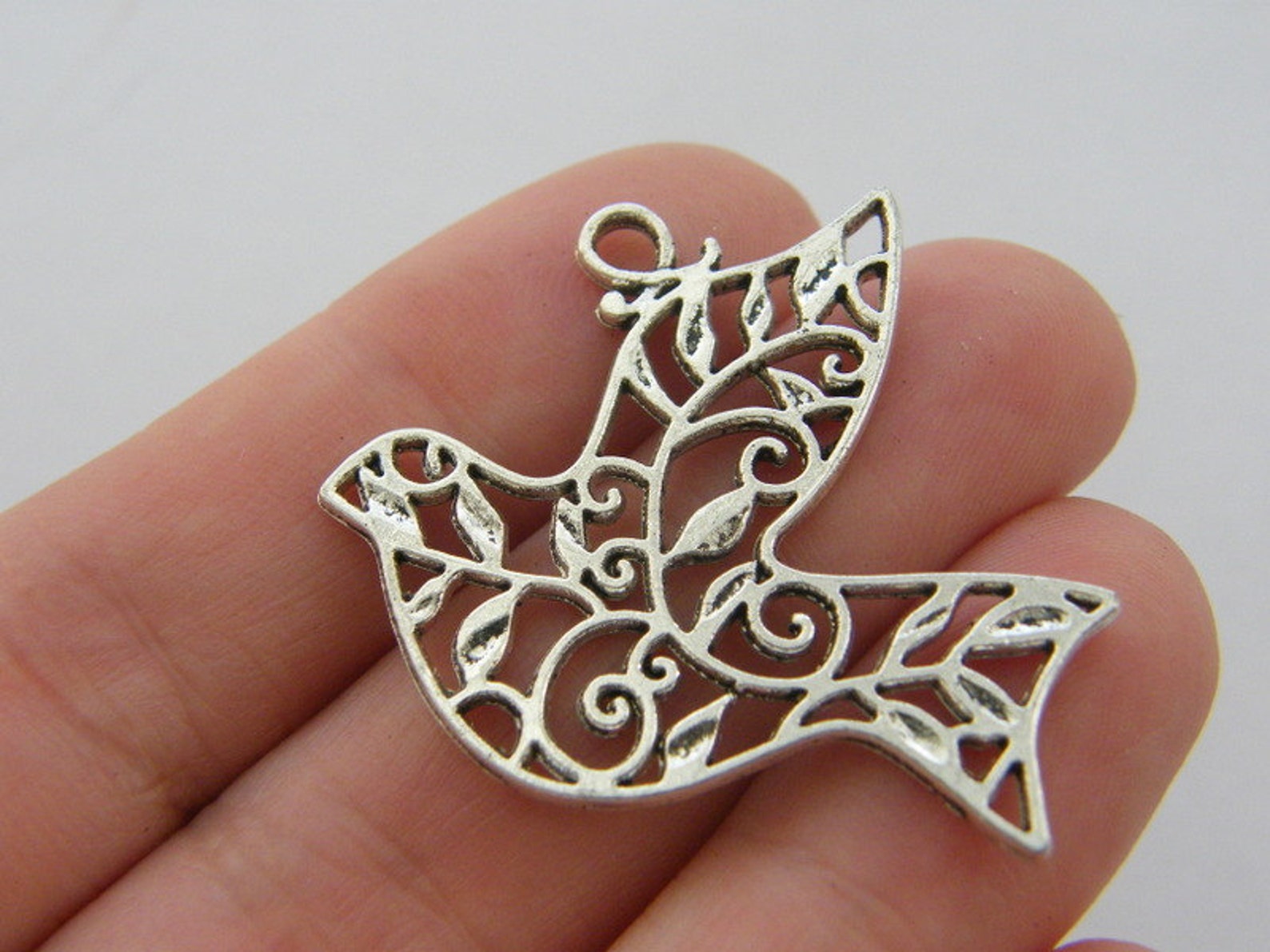 4 Bird Dove Charms Antique Silver Tone B101 - Etsy