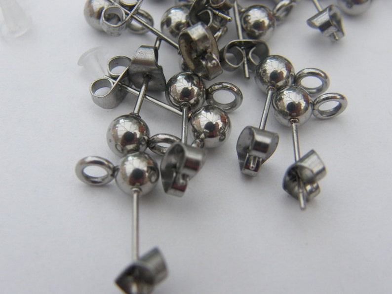 20 Earring Posts With Loops and Butterfly and Stoppers 17 X | Etsy