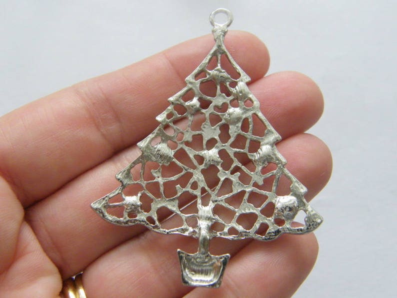 1 Rhinestone Christmas Tree Charm Silver Tone CT127 - Etsy